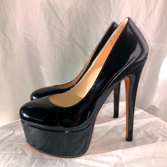 Shoes | Black Patent Leather Platform Heels | Poshmark